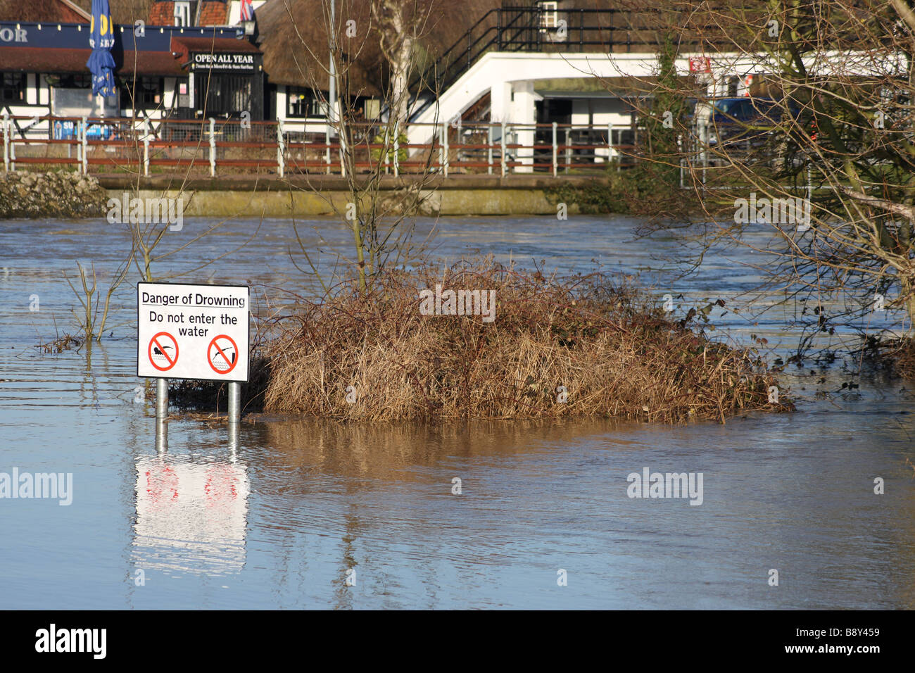 humorous funny sign flood flooding river medway yalding kent uk europe ...
