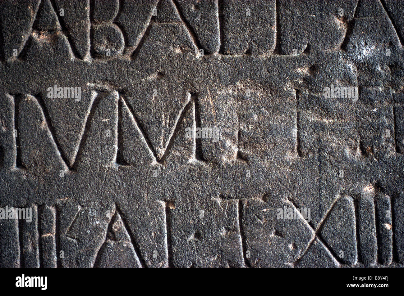 Close detail of an inscribed Roman slab at Petworth House Stock Photo ...