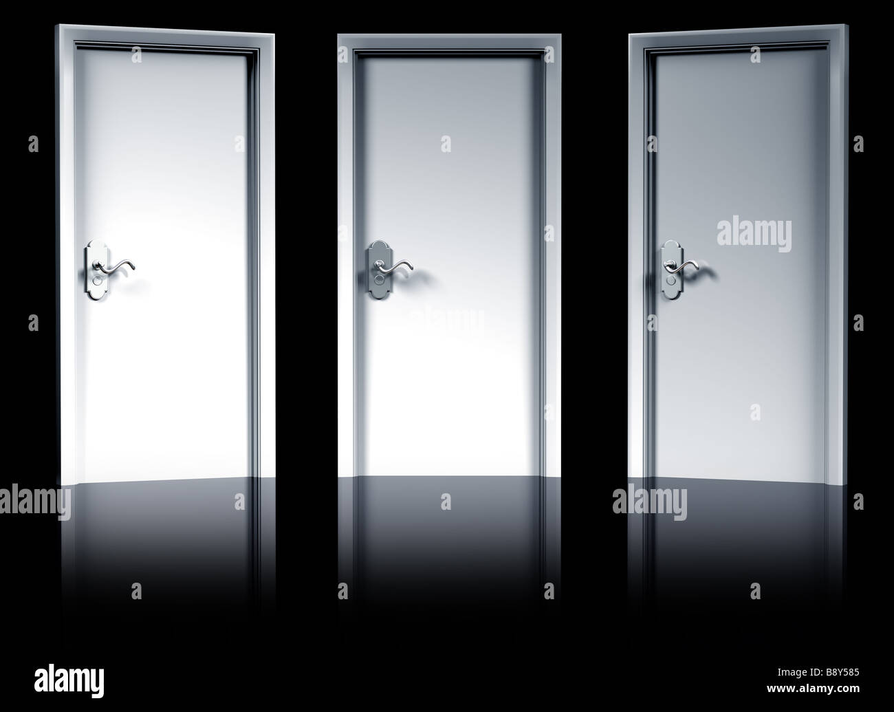 Illustration of three doorways representing a decision to be made Stock ...