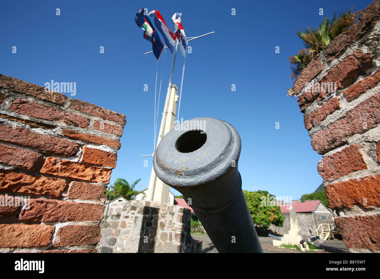 A cannon in Fort Orange near Orange city on the Caribbean isle Saint ...