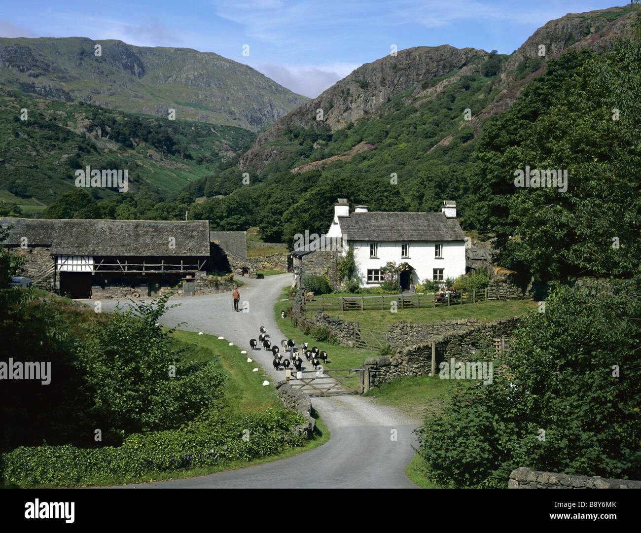 A long view of Yew Tree Farm Coniston Lake District Cumbria with the ...