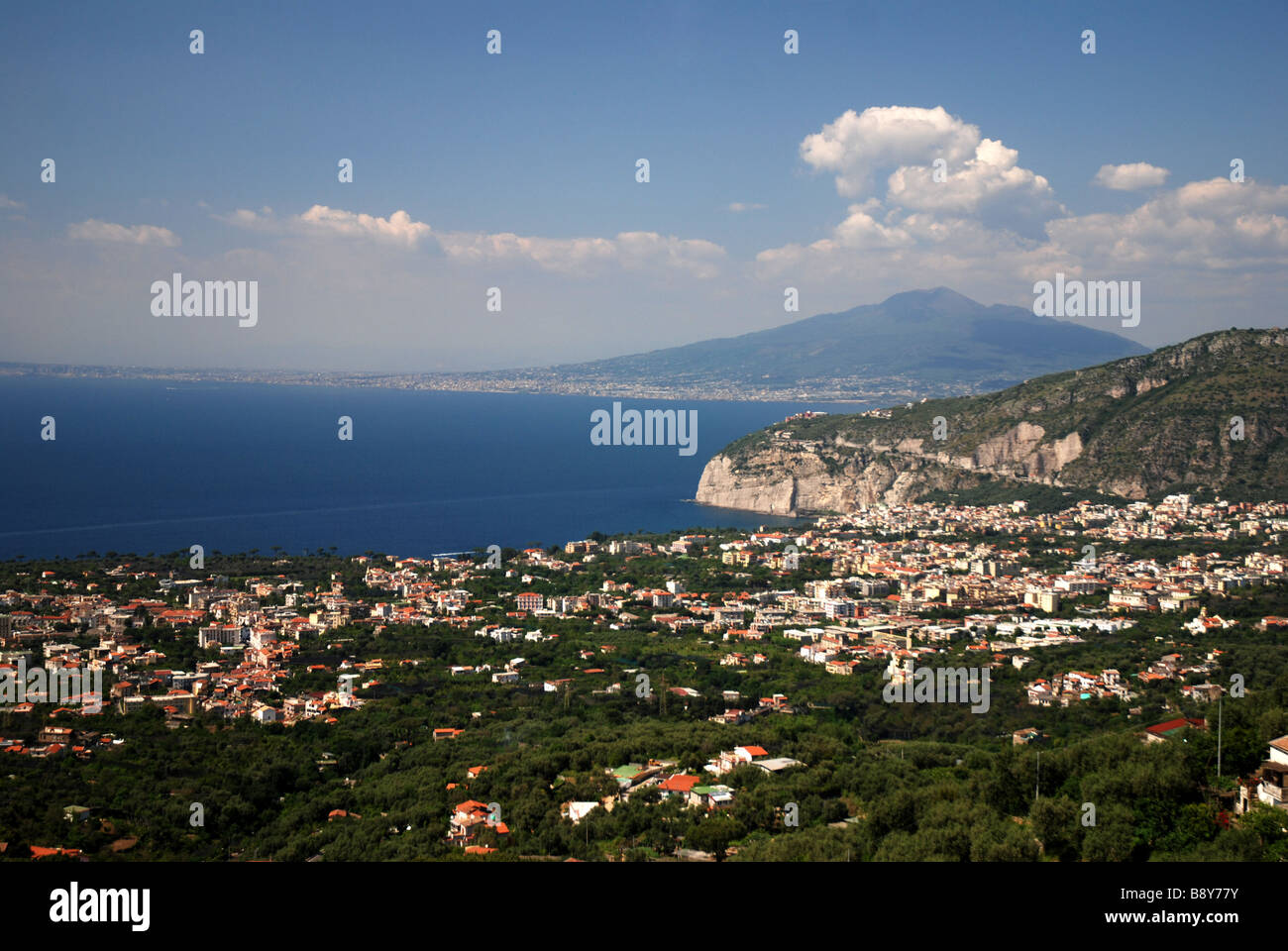 Gulf of Naples with Vesuvius volcano seen from Sorrento Campania Italy ...