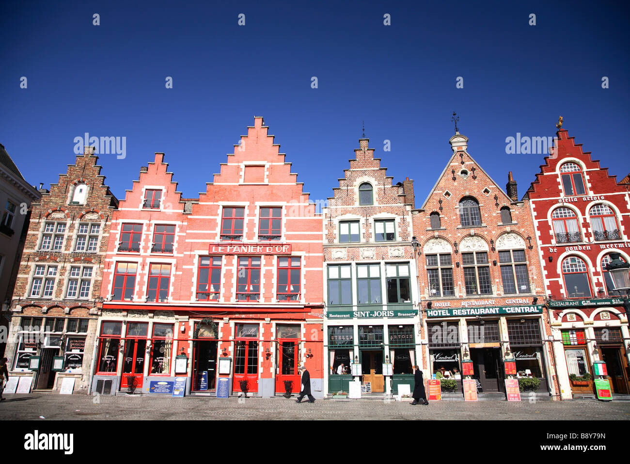 Bruges, Brugge, Flanders, Belgium, Markt, corbie gable, restaurants ...