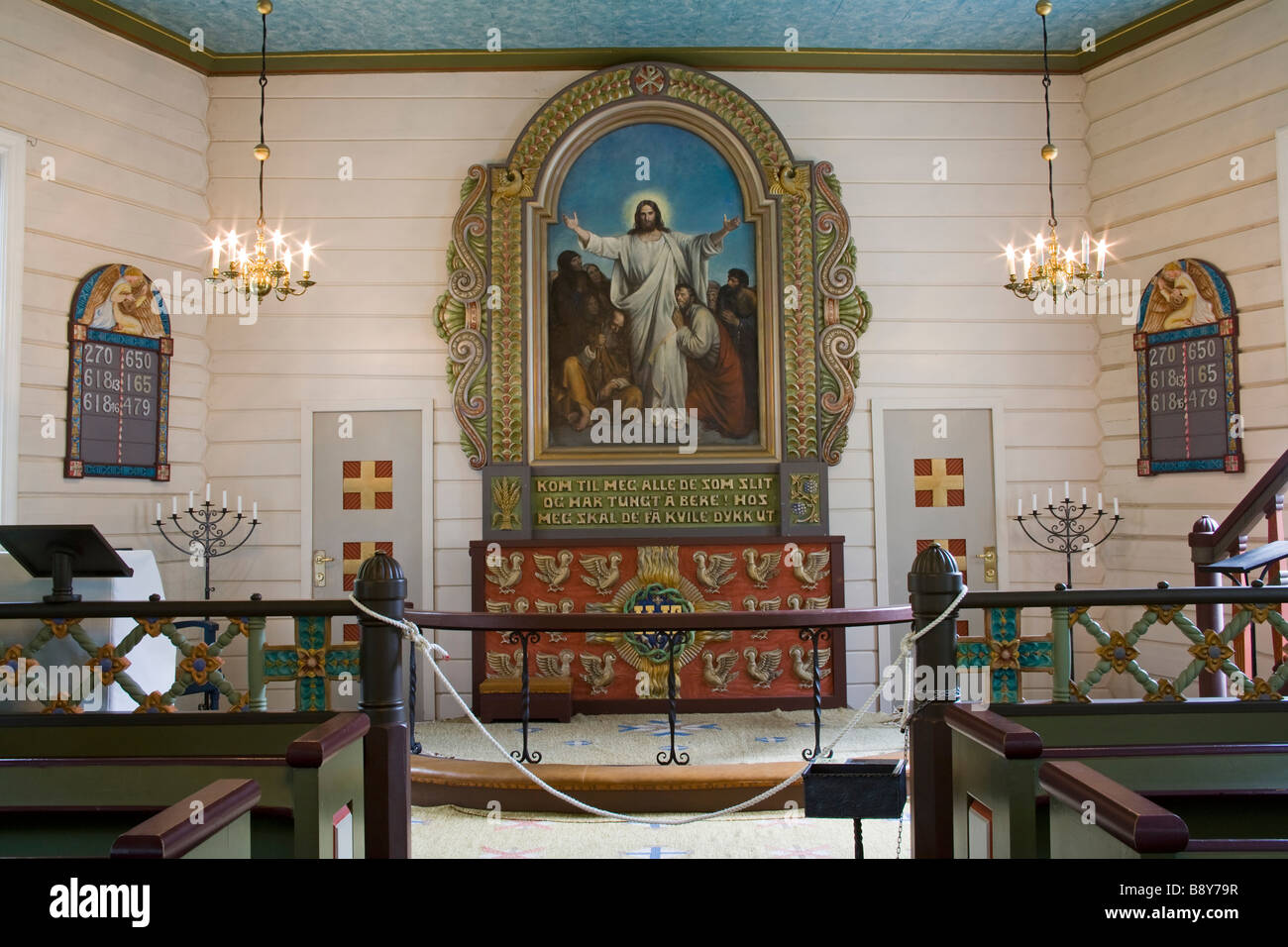Interiors of a church, Geiranger Church, Geiranger, Geirangerfjord ...