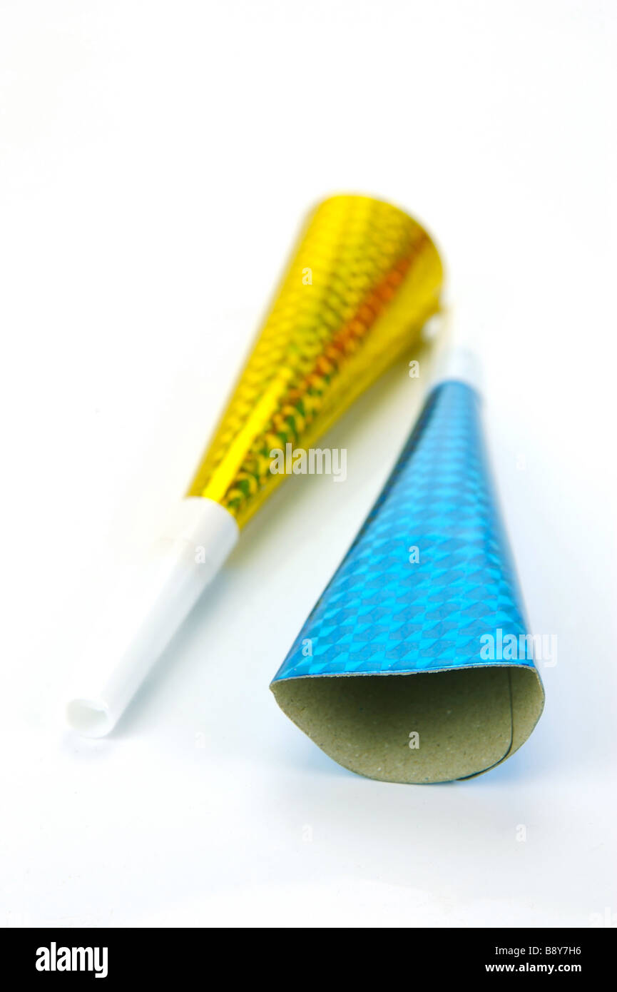 Party squawkers isolated against a white background Stock Photo - Alamy