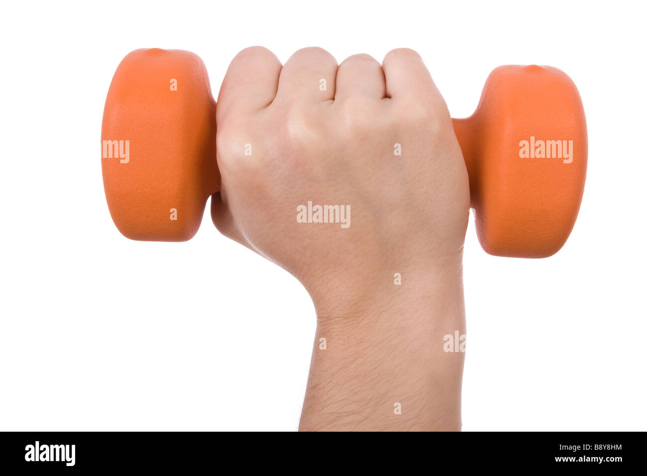 Female hand holding a dumbbell isolated on white Stock Photo - Alamy