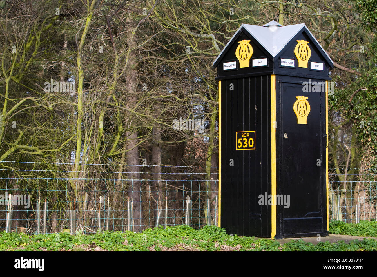 Traditional AA telephone box (no 530) next to a lay-by on the A149 near ...