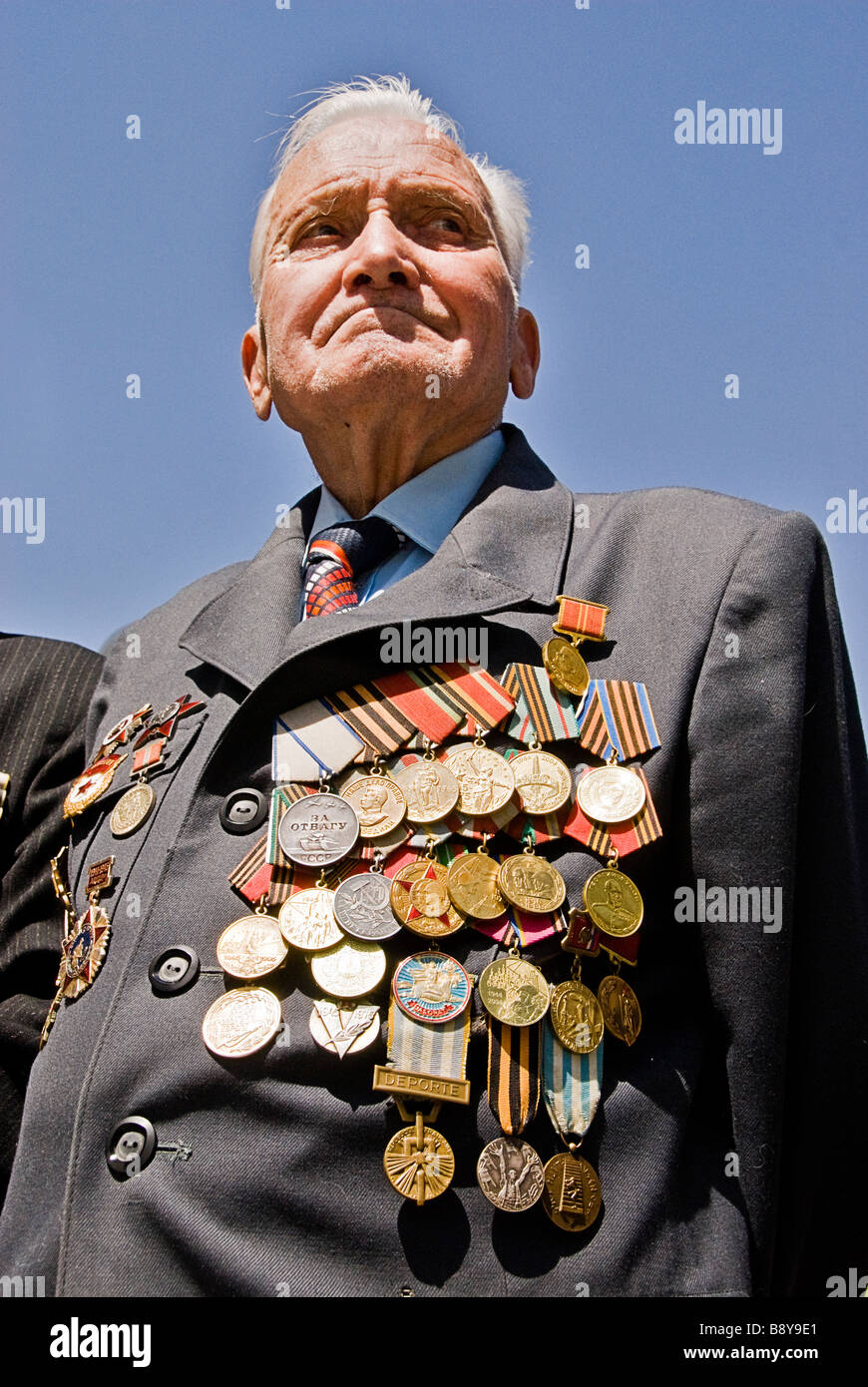 Veteran of the soviet army displaying his medals, Tashkent, Uzbekistan ...