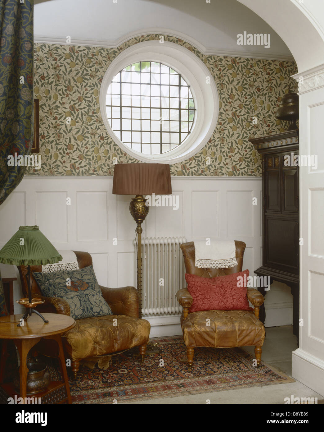 The Billiard Room alcove at Standen West Sussex The alcove is papered ...