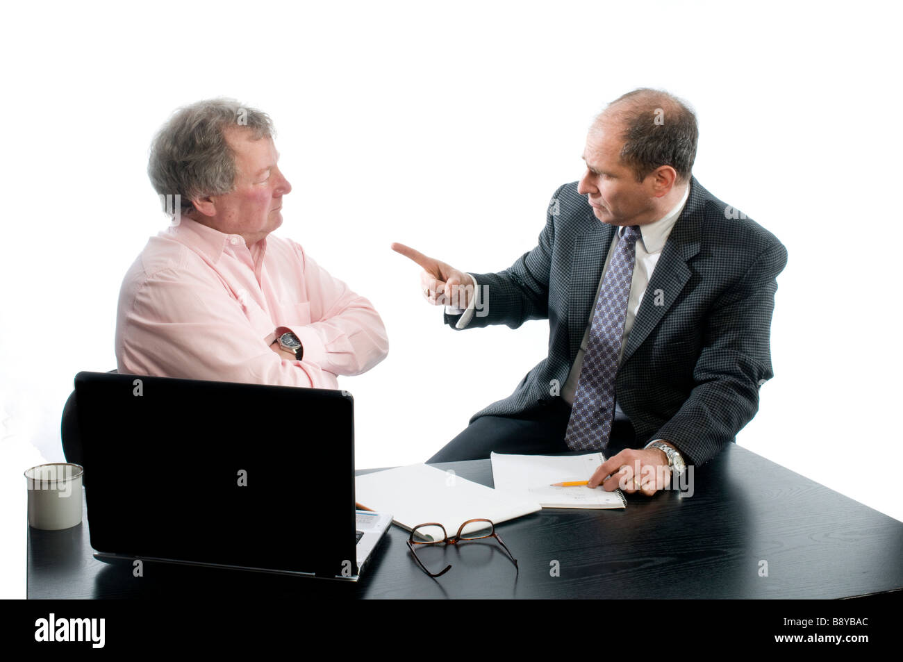 Two business senior executive partnersdiscussion in office. Client and ...