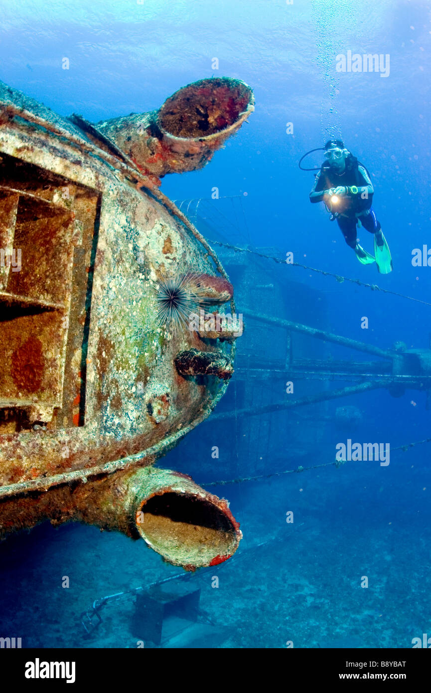 Diving at the ship wreck of the C.S Charles Brown in the ocean near the ...