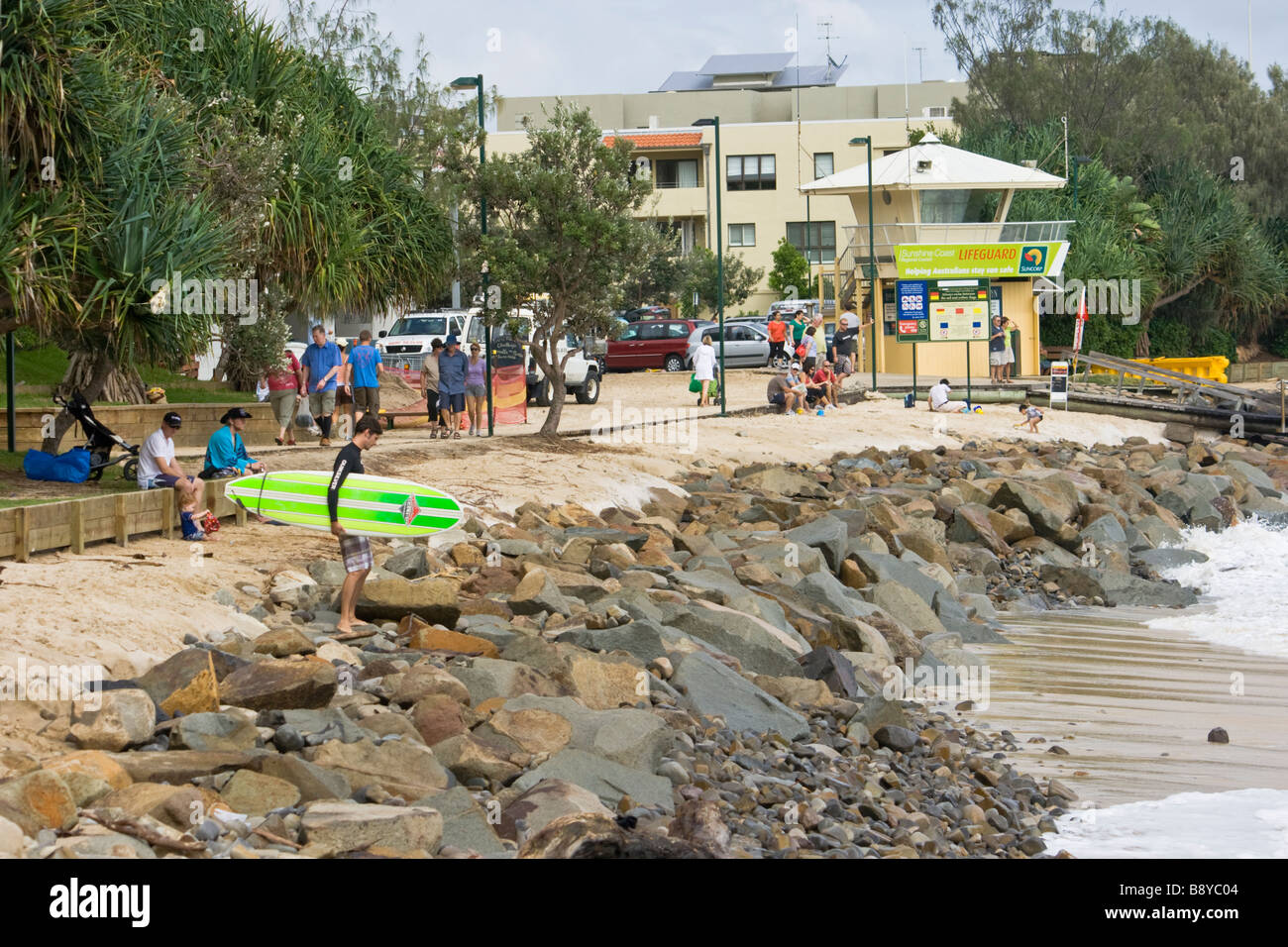 Noosa Heads Main Beach damaged by Cyclone Hamish Rough Seas Stock Photo ...