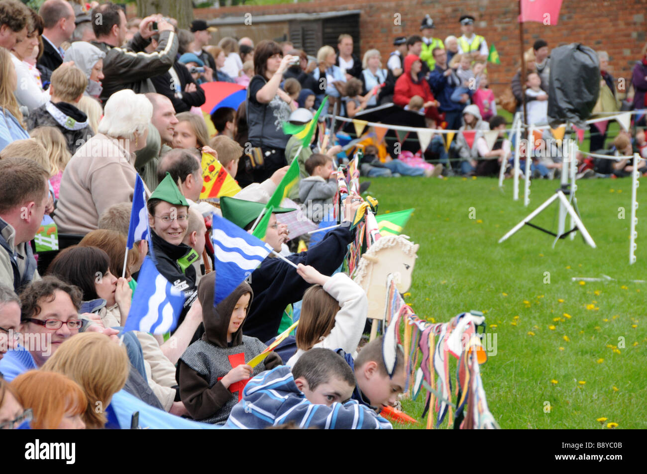 crowd of people at a medieval reenactment show at Bolsover Castle ...
