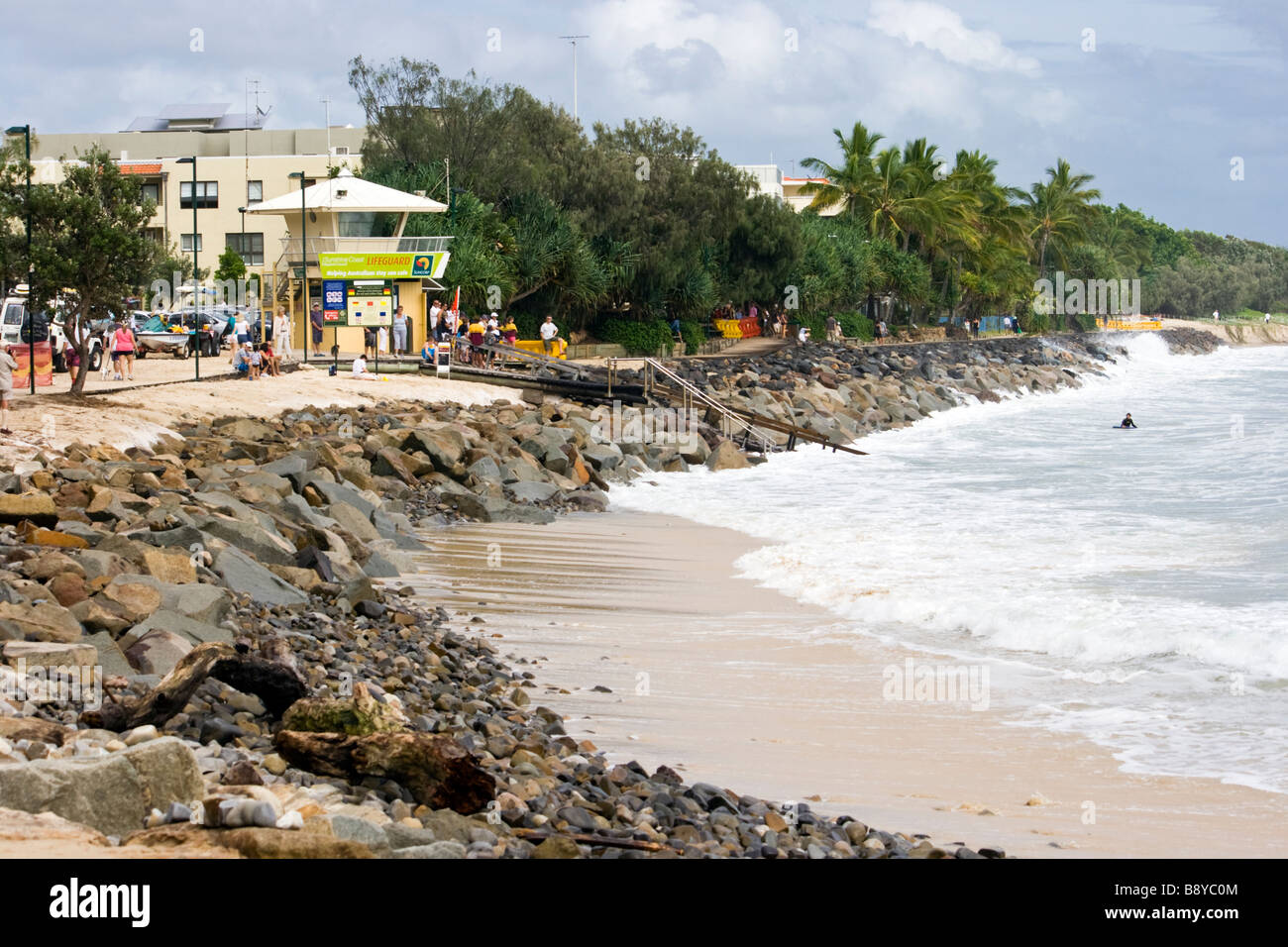 Noosa Heads Main Beach damaged by Cyclone Hamish Rough Seas Stock Photo ...
