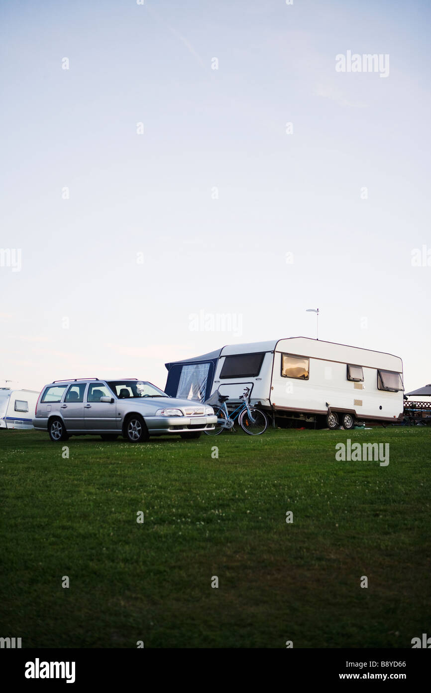 Caravan and Volvo Sweden Stock Photo - Alamy