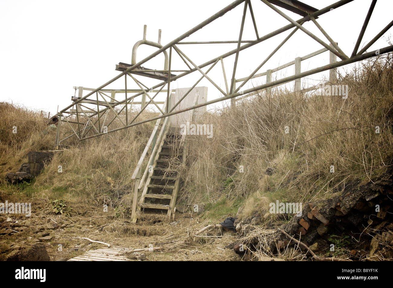 Wooden steps and old gantry Stock Photo - Alamy
