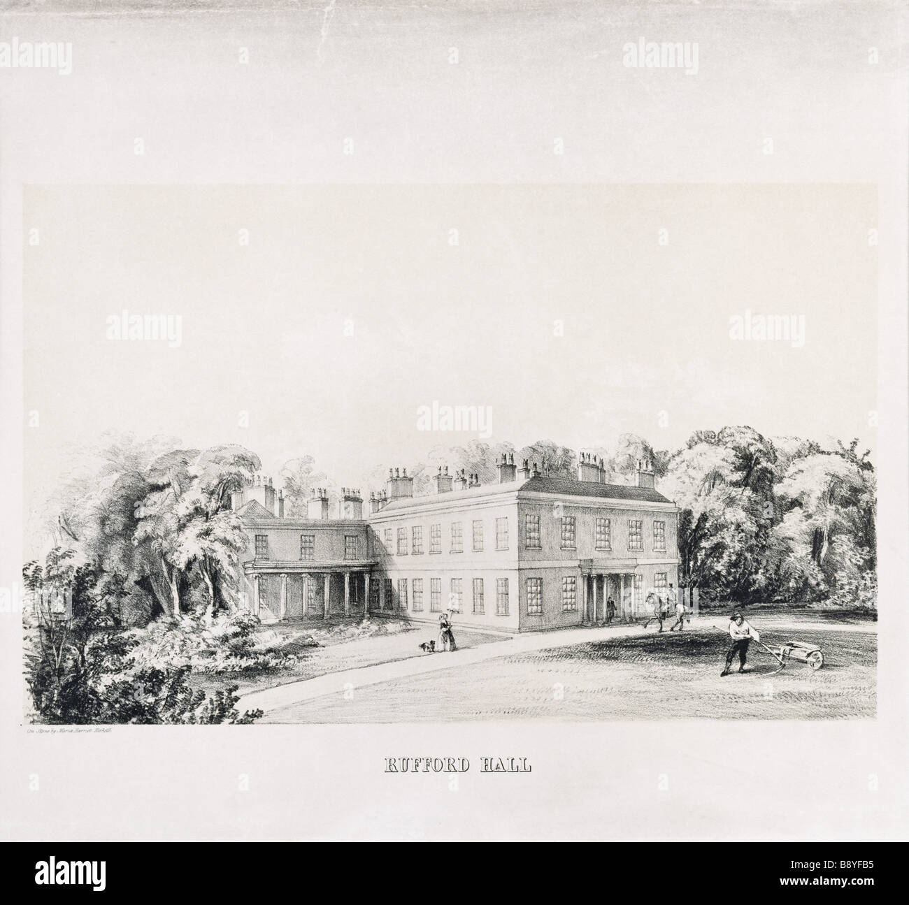RUFFORD NEW HALL FROM THE SOUTH ABOUT 1845 lithograph by Hesketh at ...
