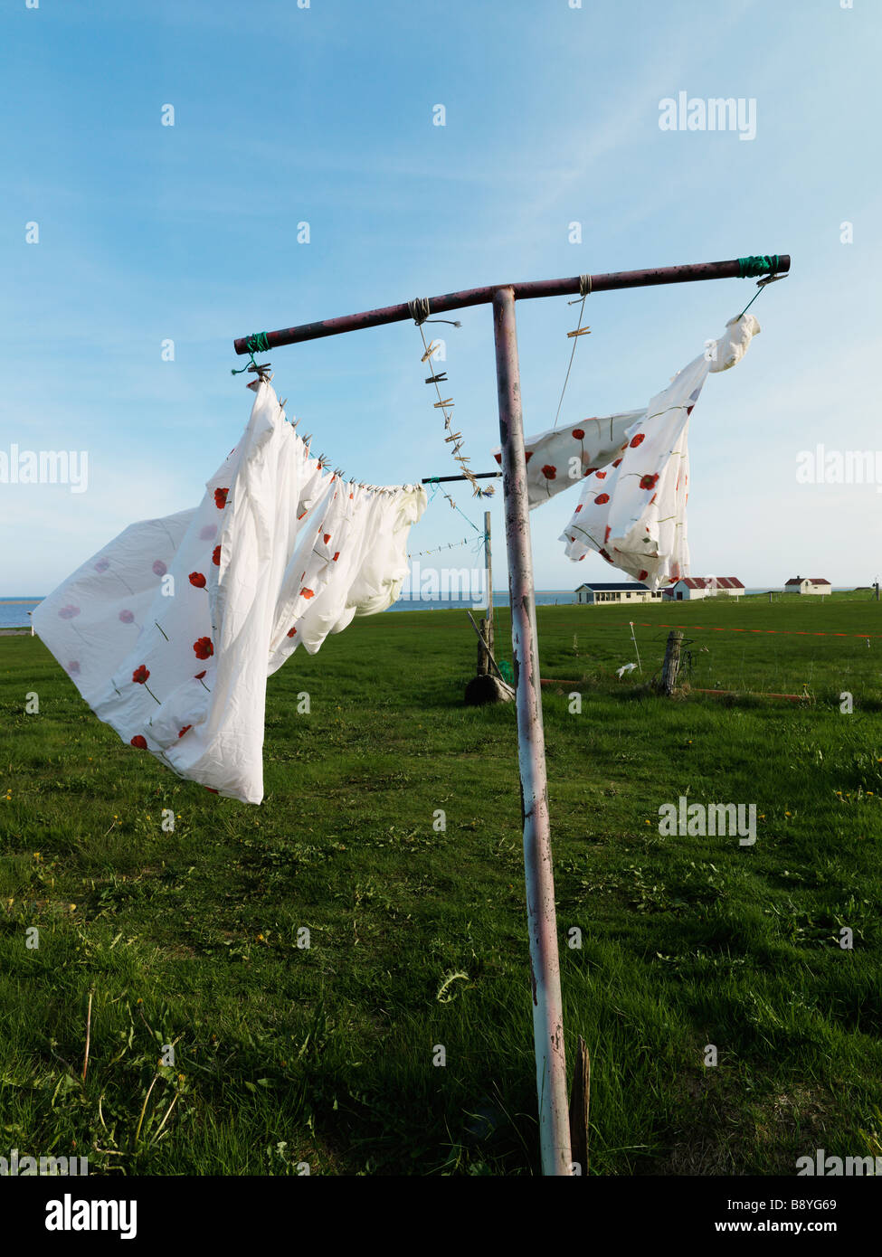 Clothes on clothes line Iceland Stock Photo - Alamy