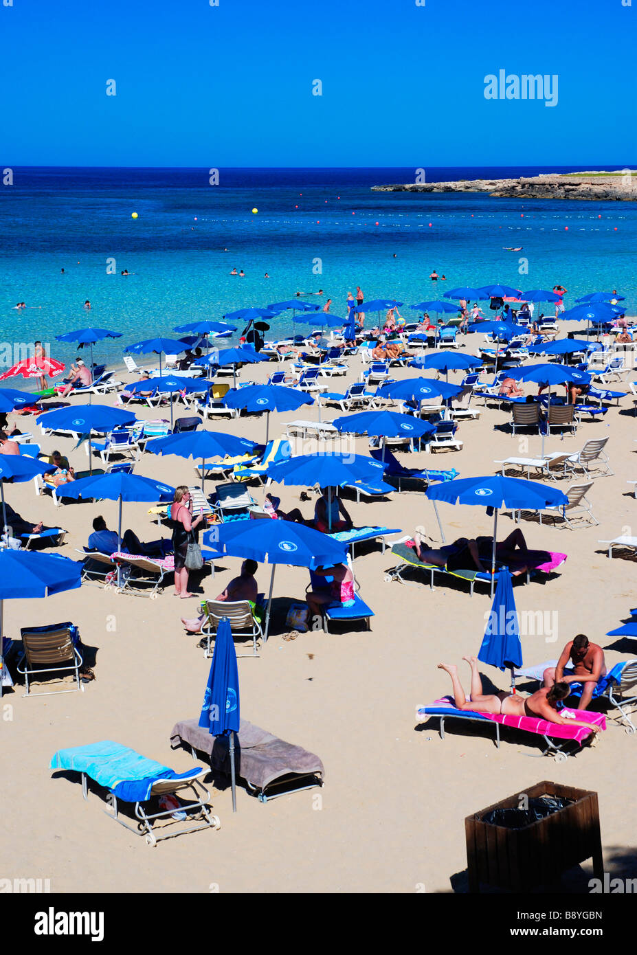 Beach life in Protaras (Fig Tree Bay), Cyprus Stock Photo - Alamy