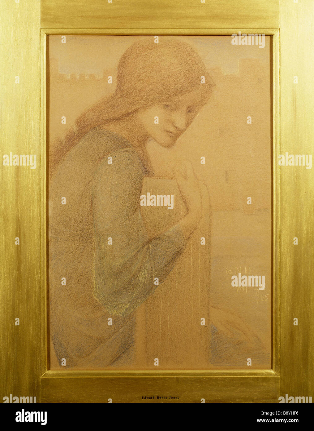 DRAWING OF SEATED GIRL by Burne Jones Drawing Room at Standen Stock ...