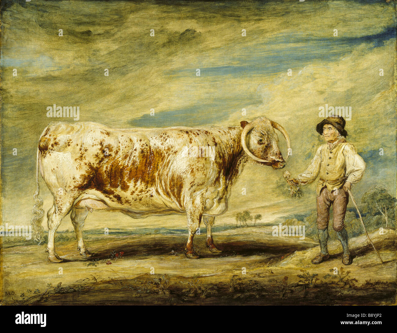 A LONGHORN COW AND FARM LABOURER by James Ward RA 1769 1859 The name of ...