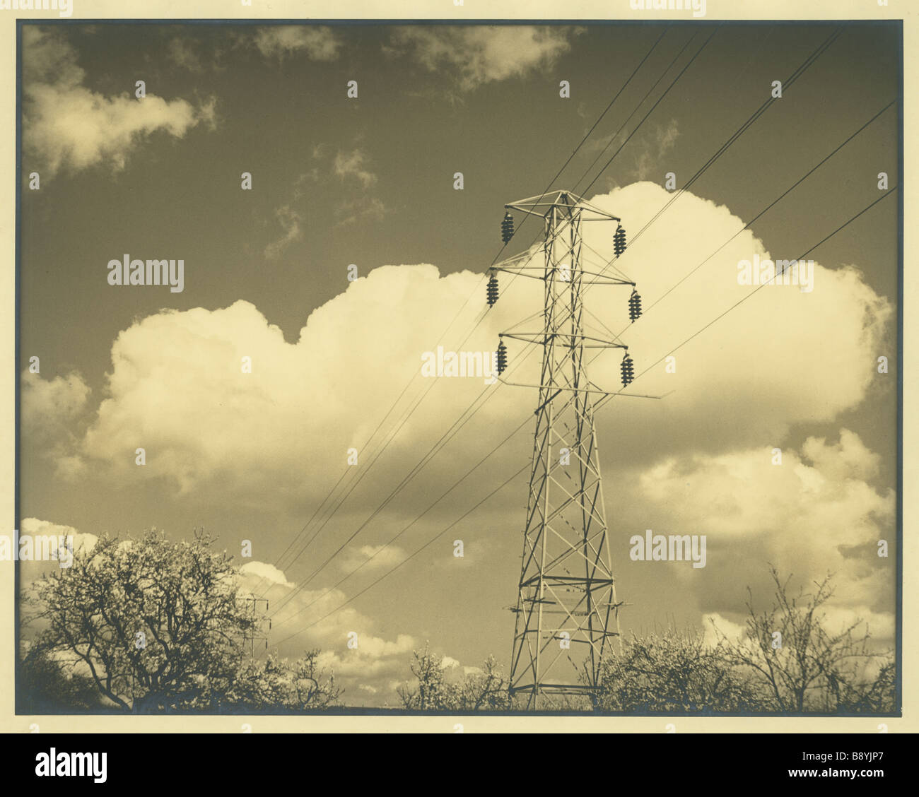 Edward Chambré Hardman archive photograph of a pylon in the Vale of ...