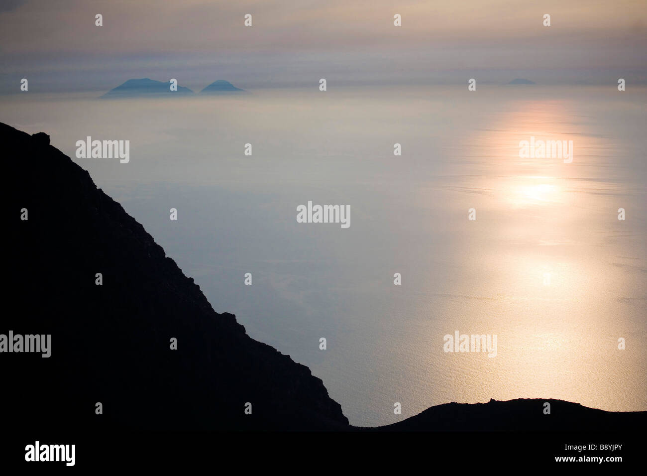 View of Panarea from volcano, Volcano, Stromboli island, Sicily, Italy ...
