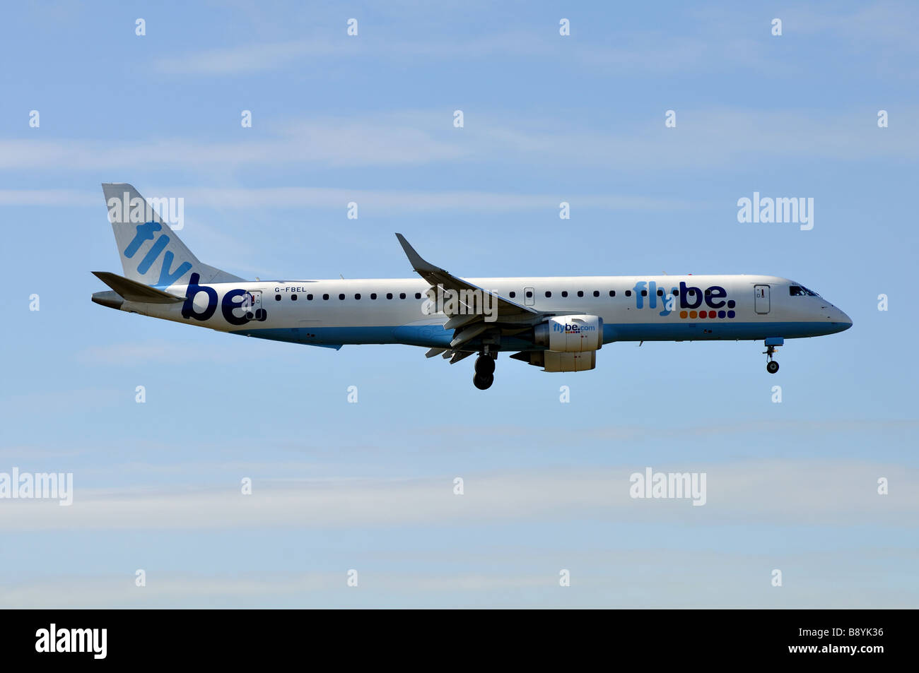 Flybe Embraer 190 aircraft landing at Birmingham International Airport ...