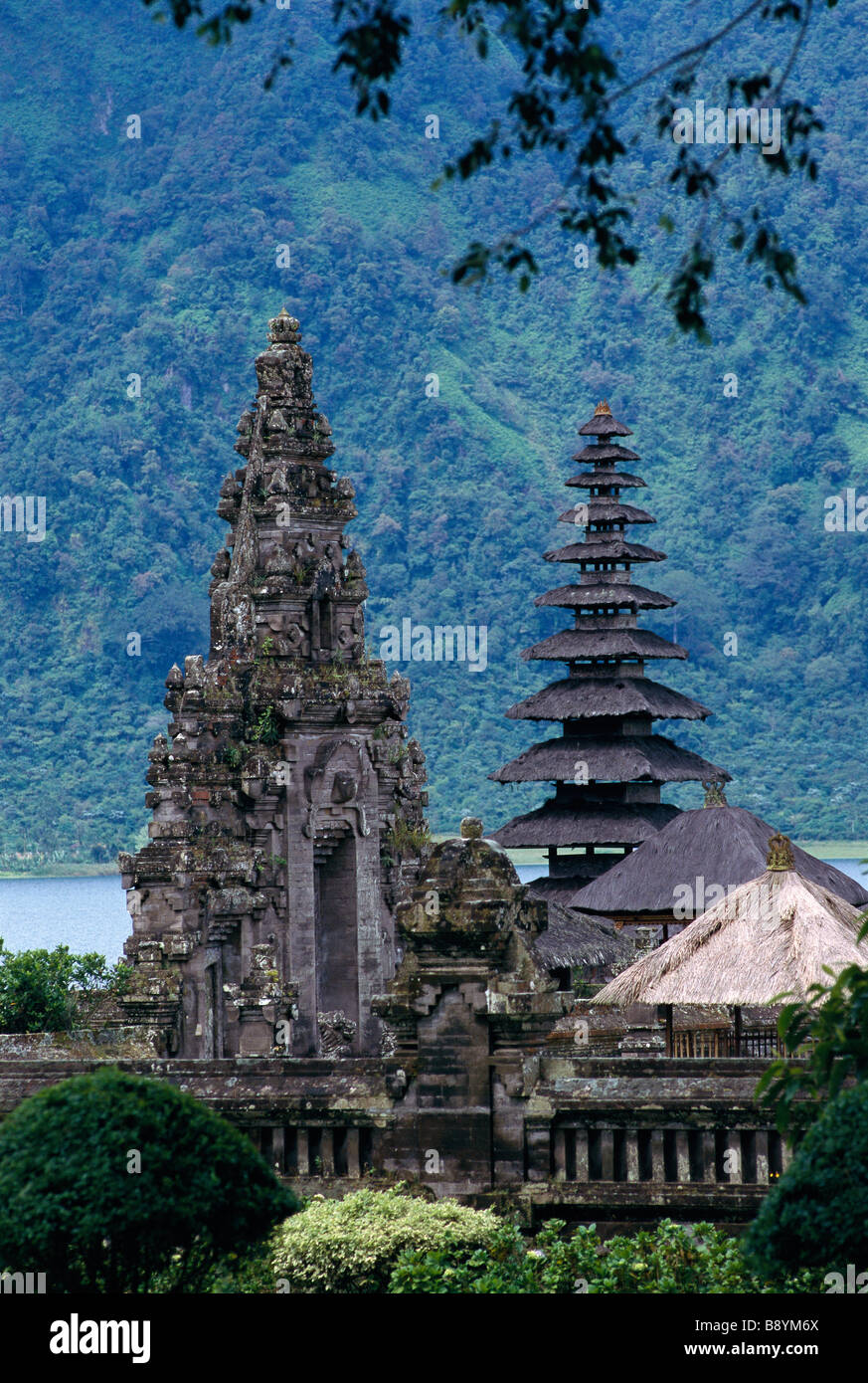 A temple by a lake Bali Stock Photo - Alamy