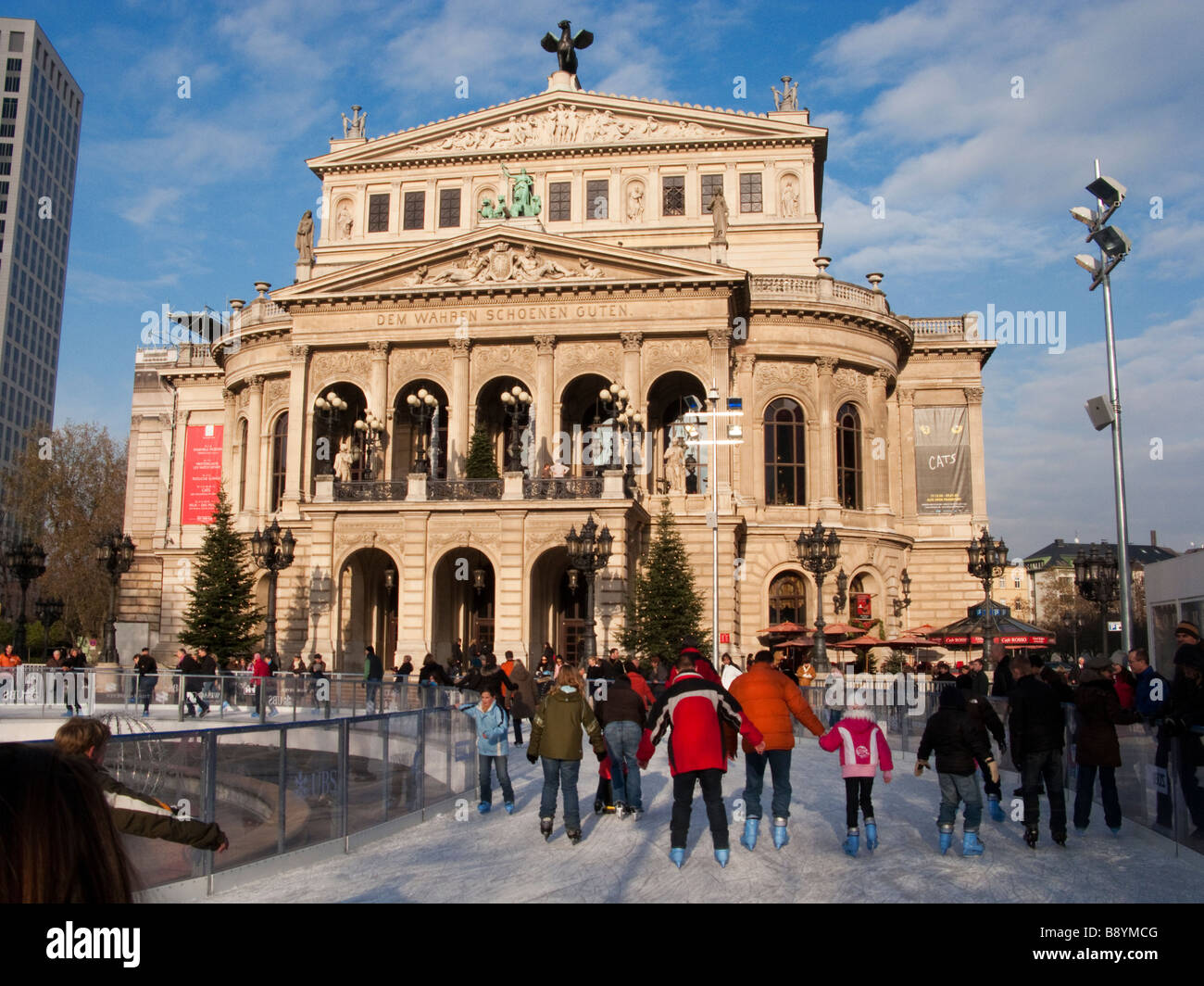 Ice Skating in front of the Old opera House Frankfurt Germany Stock ...