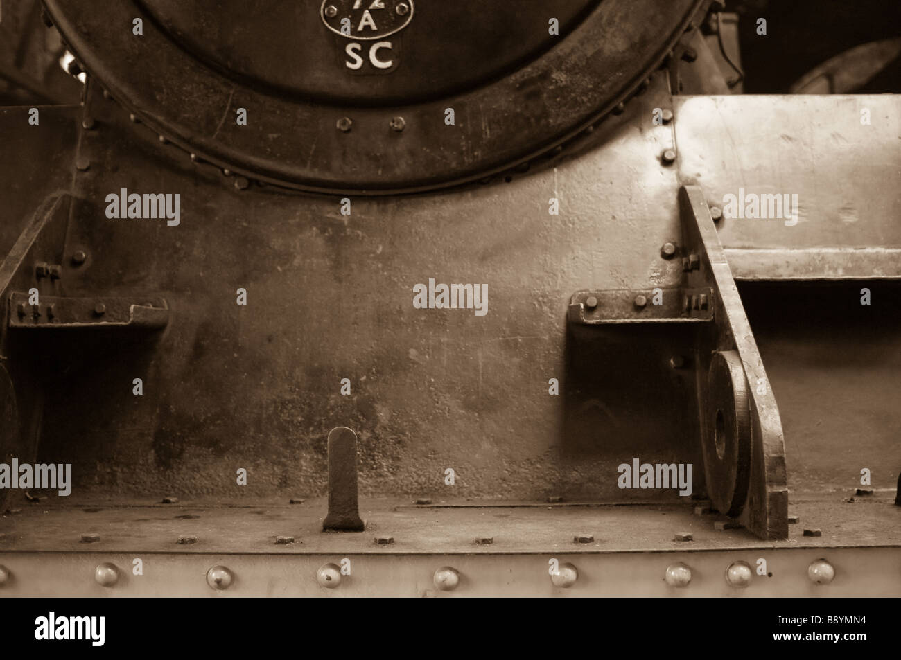 The front of a steam engine. close up image showing the texture in a ...