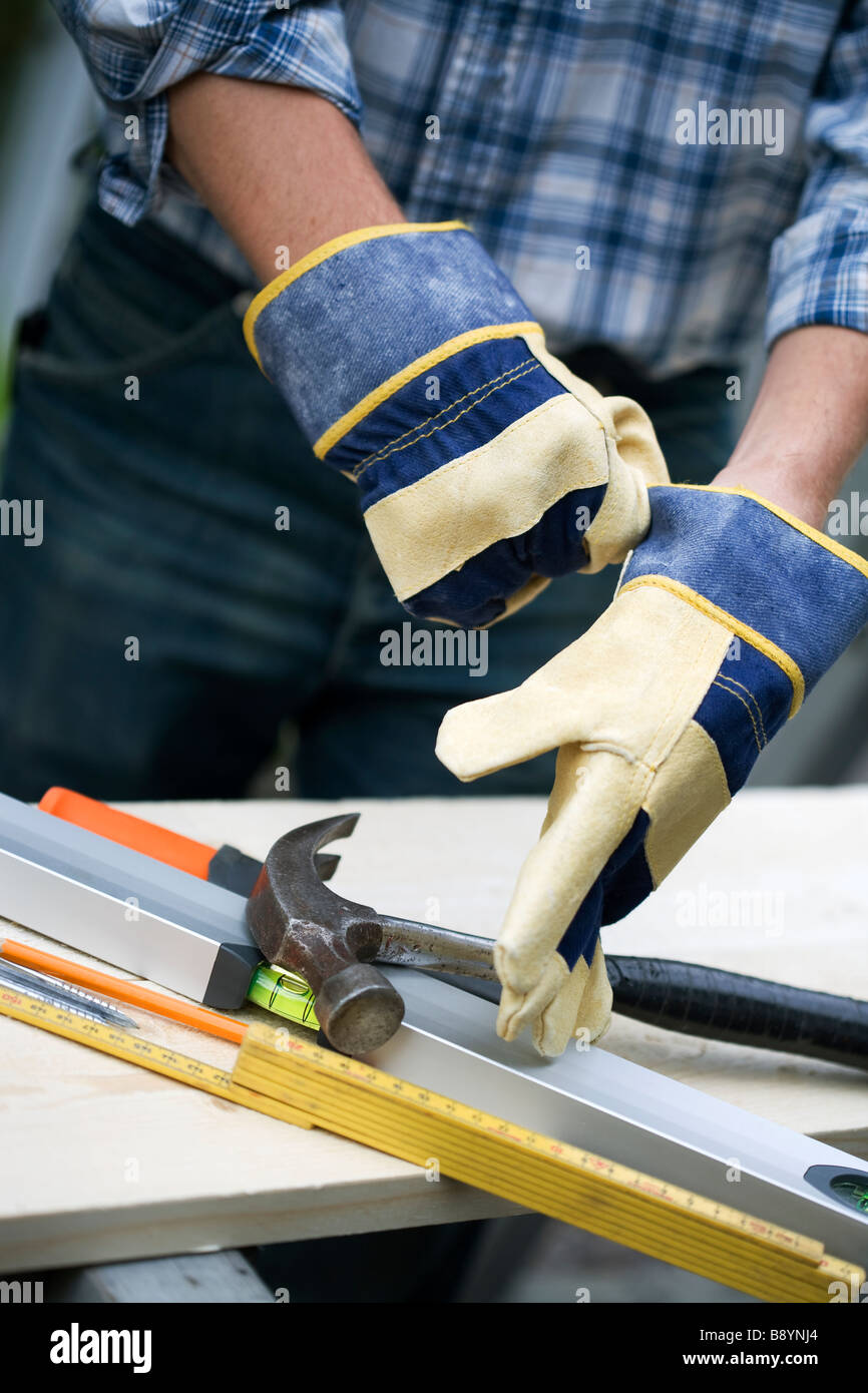 A man doing carpentry Sweden Stock Photo - Alamy
