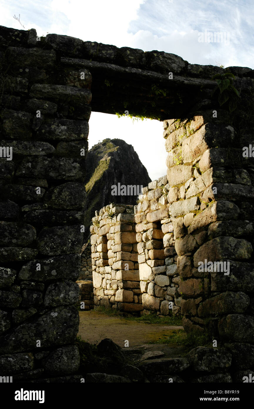 Stone doorway Macchu Picchu Peru Stock Photo - Alamy
