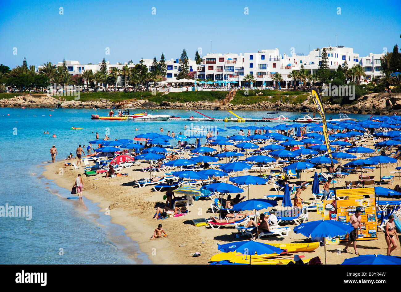 Beach life in Protaras (Fig Tree Bay), Cyprus Stock Photo - Alamy