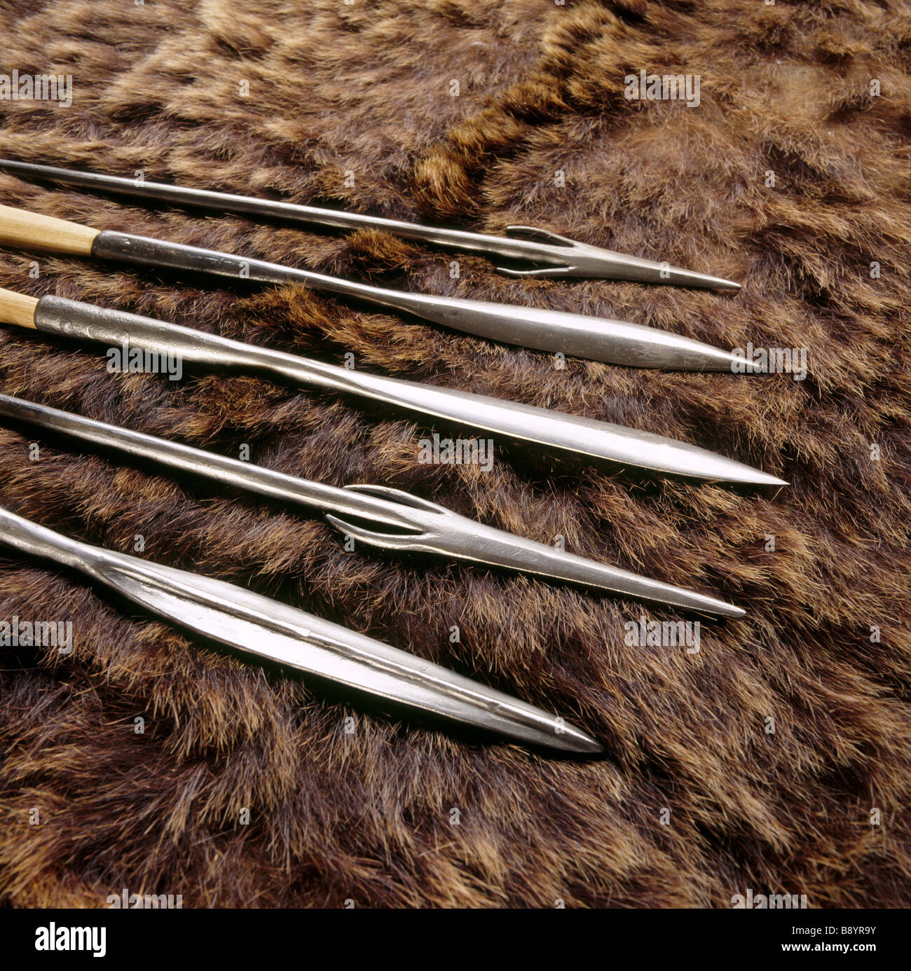 Replicas of finds from the Sutton Hoo Saxon burial site five spears on ...