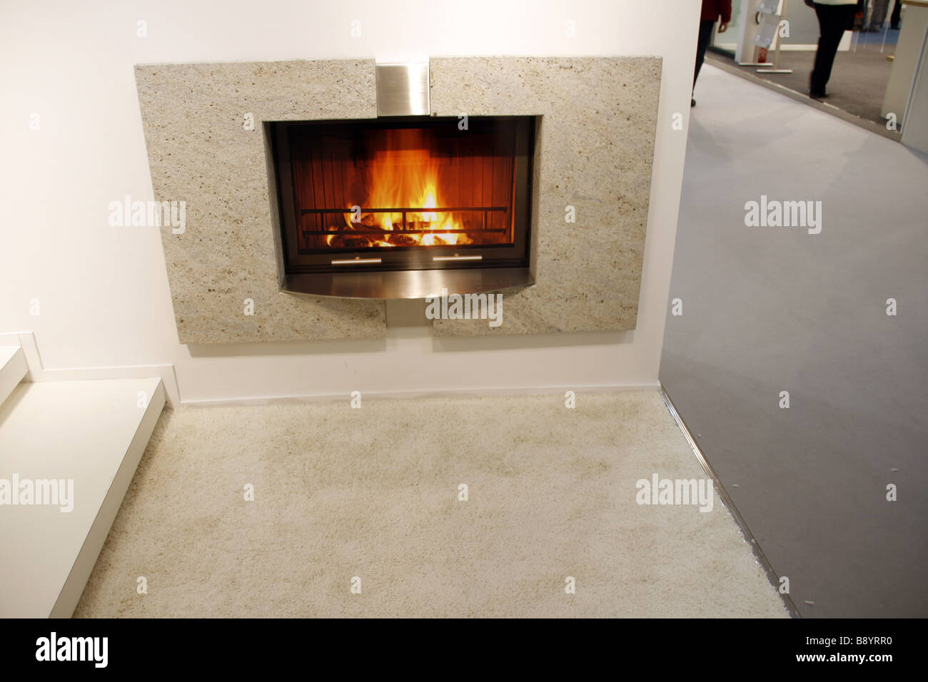image of gas fireplace at interior decoration trade show Stock Photo ...