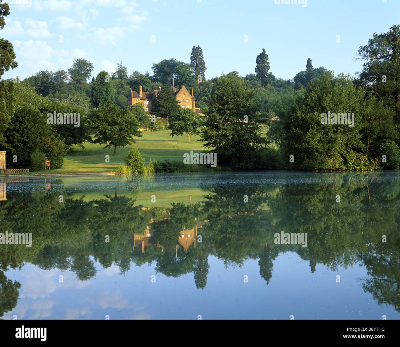 A view at dawn across the lake of the house at Chartwell Kent the ...