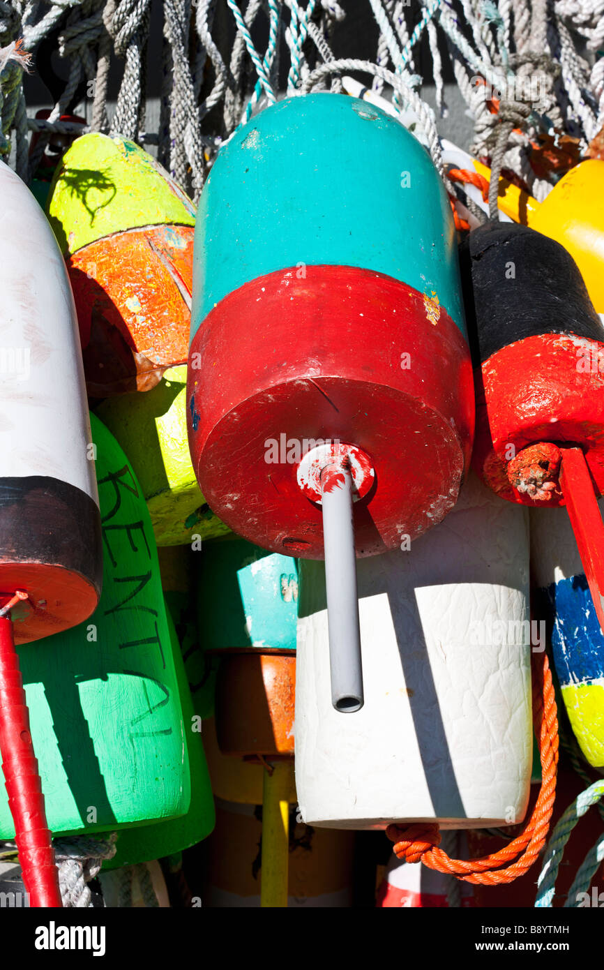 Brightly colored fishing buoys Stock Photo - Alamy