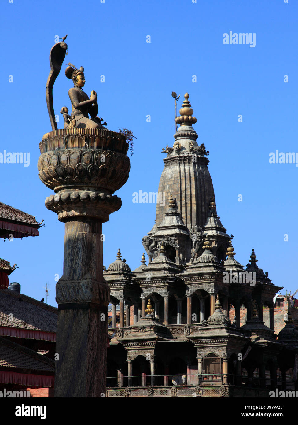 Nepal Kathmandu Valley Patan Durbar Square King Malla Column Krishna ...