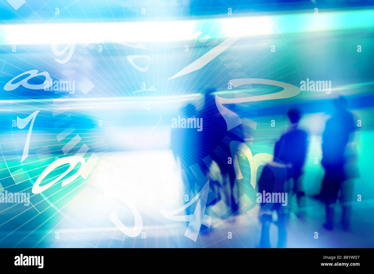 People going to work composite with the clock Stock Photo - Alamy