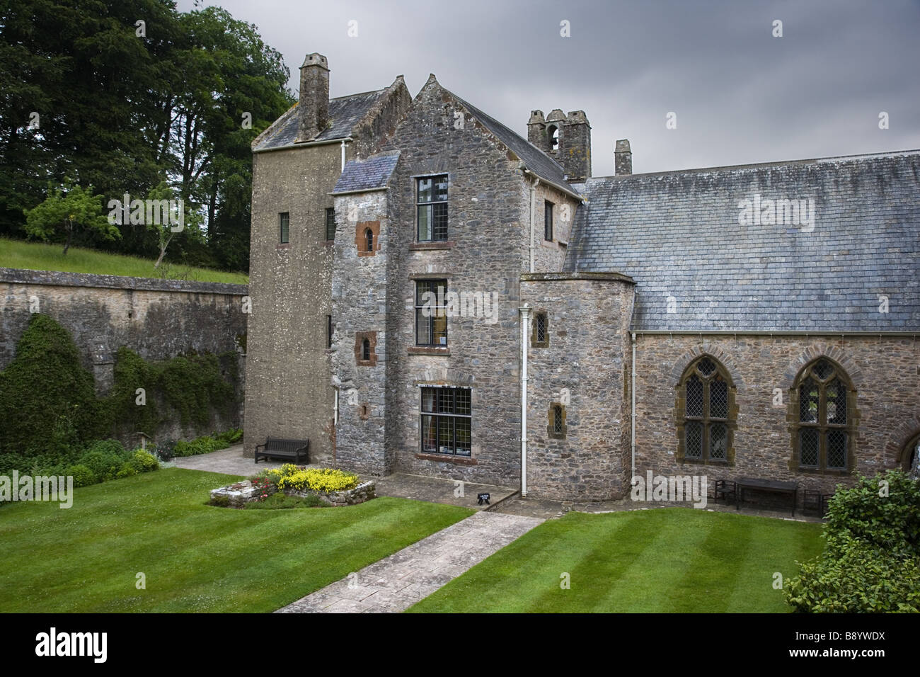 The south front of Compton Castle Devon Stock Photo - Alamy