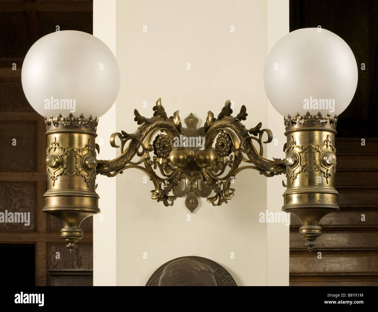 Light fixture in the Hall in the new house at Scotney Castle Kent Stock ...