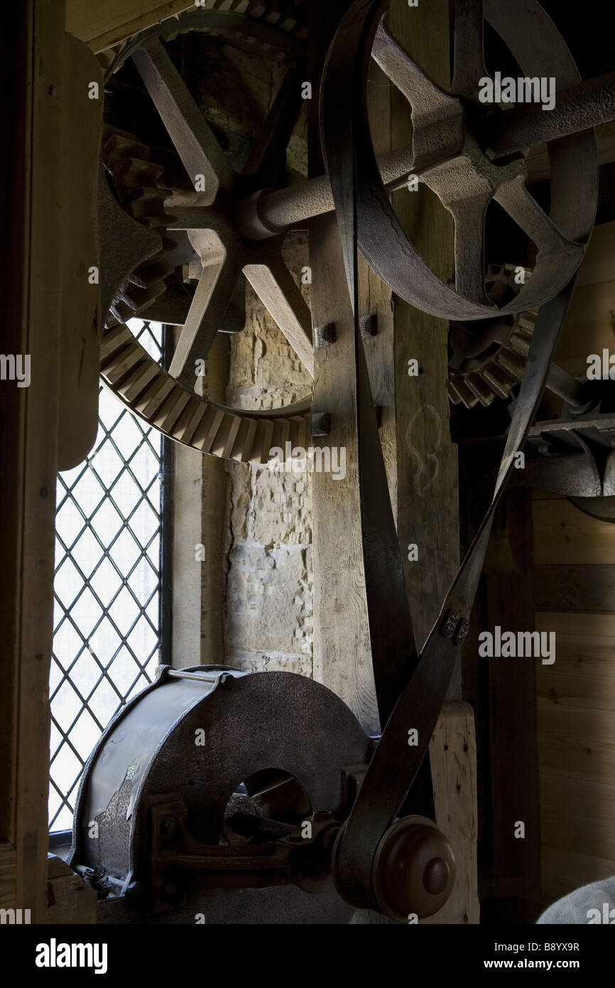 Restored machinery inside Stainsby Mill a working water powered flour ...