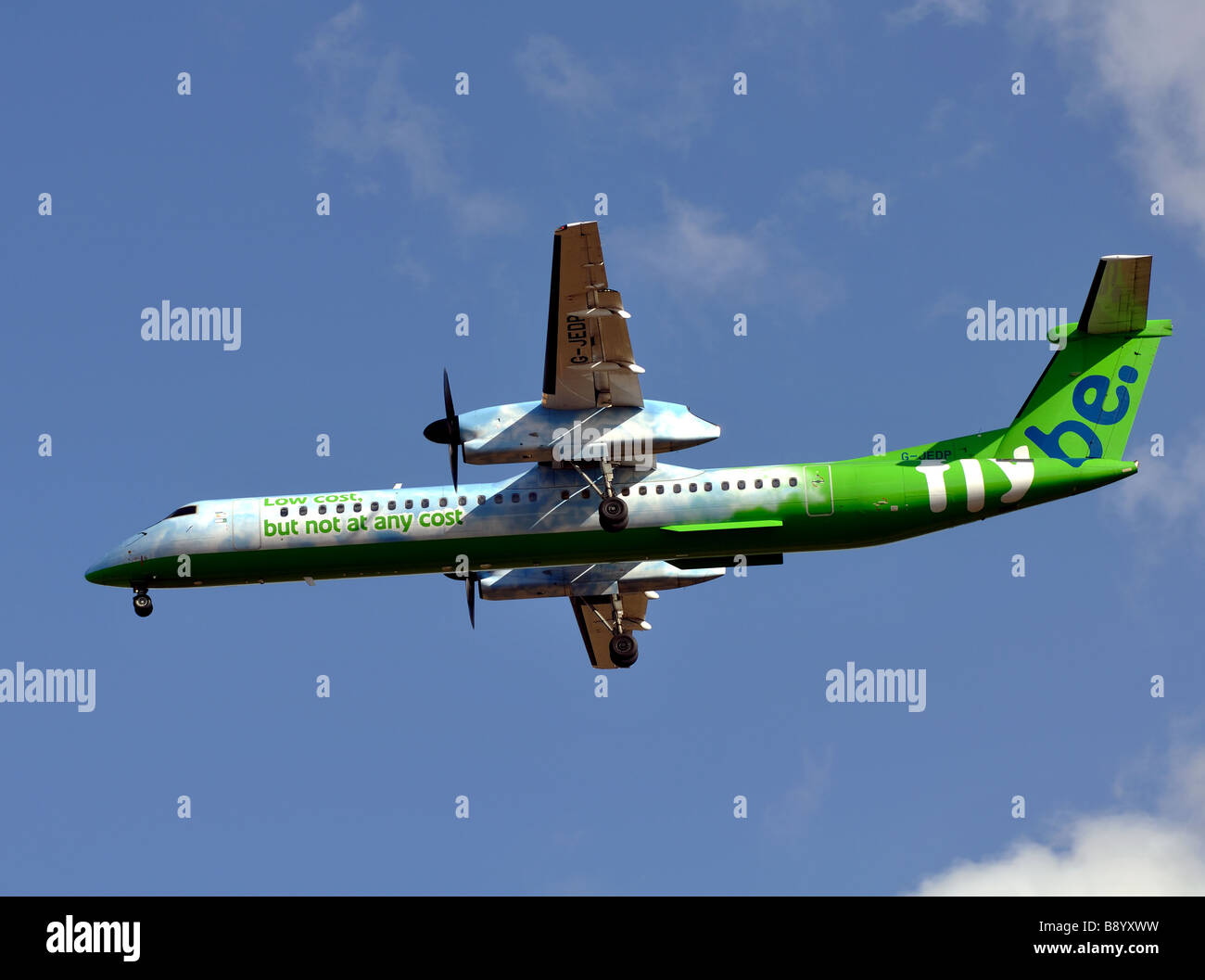 Flybe Dash 8 aircraft approaching Birmingham International Airport, UK ...