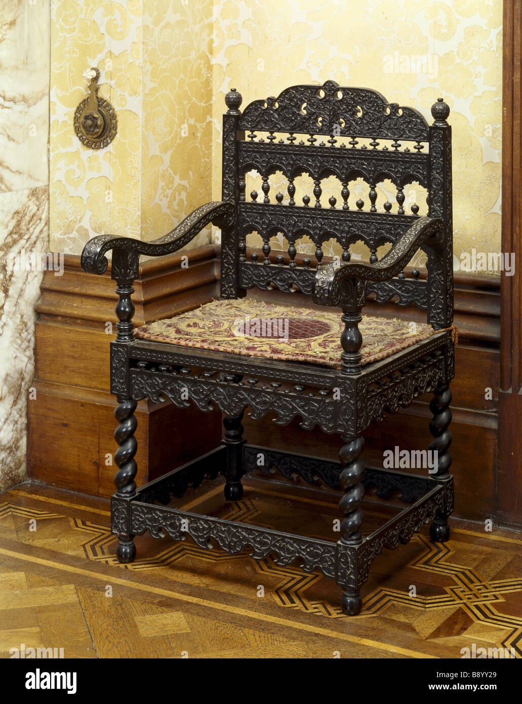 An ebony Tudor chair that orginally stood in the entrance hall at ...