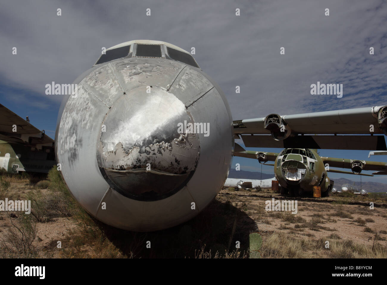 Old Aircraft at aircraft restoration facility near airplane boneyard ...
