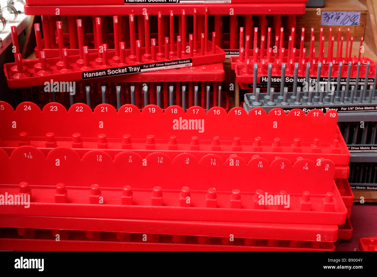 Fractions and metric designators on socket trays Stock Photo - Alamy