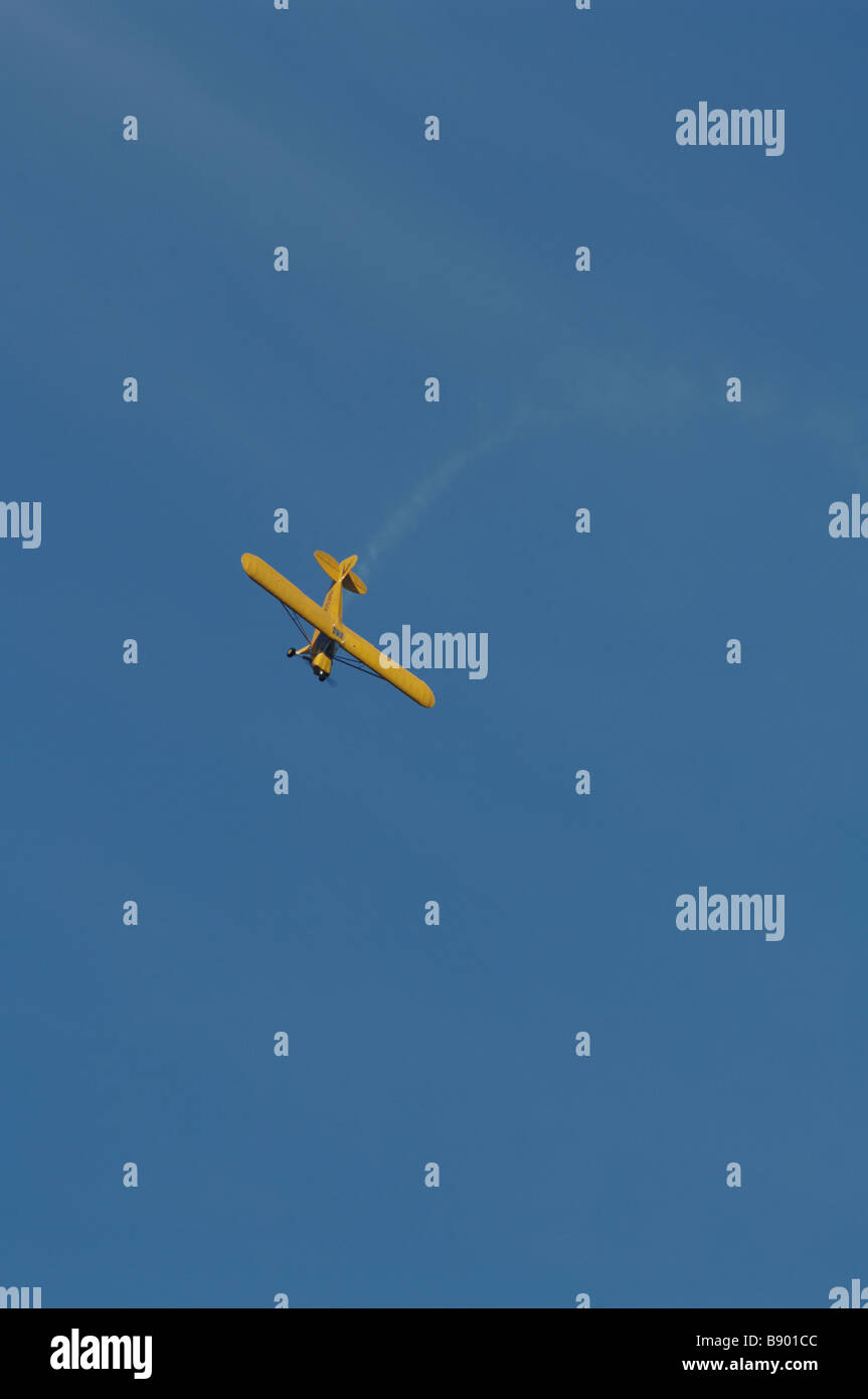 Stunt pilot flying Piper cub at historic Rhinebeck Aerodrome, Hudson ...