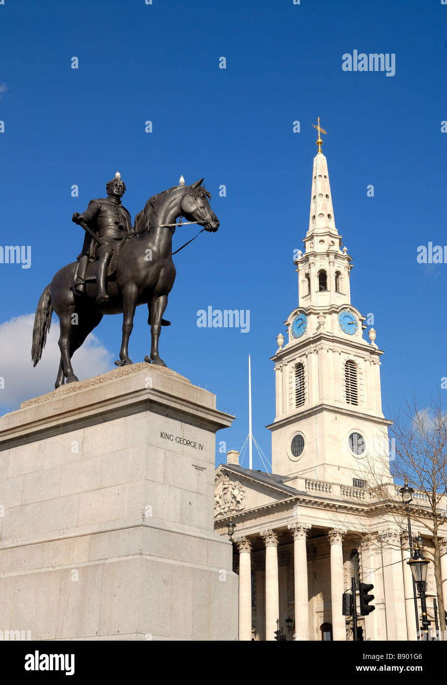 St.Martins in the Fields church and statue of King George the Fourth ...