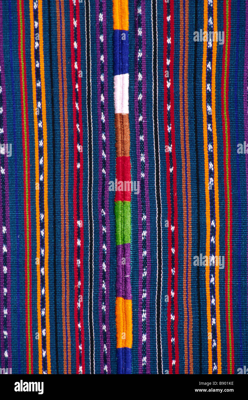 A detail of a woven textile used as a woman's shawl from the highlands ...